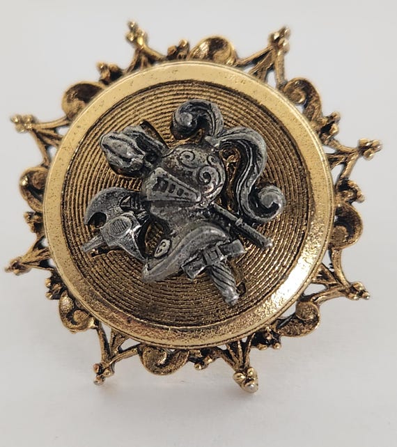 Vintage Heraldic Knight Crest Ring by Arthur Pepper - Gem