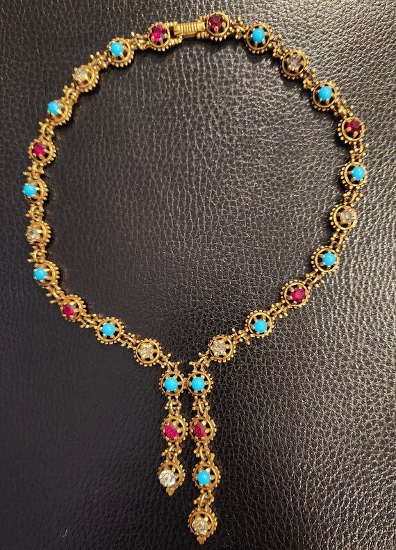 Rare Vintage middle eastern gold tone Turquoise, Ruby… - Gem