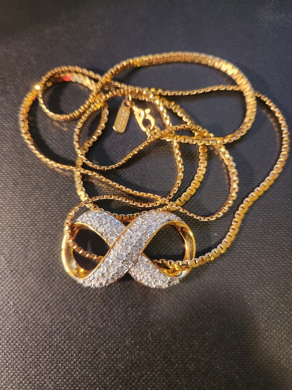 Vintage Monet Gold Tone Necklace with Sparkling Infin… - Gem