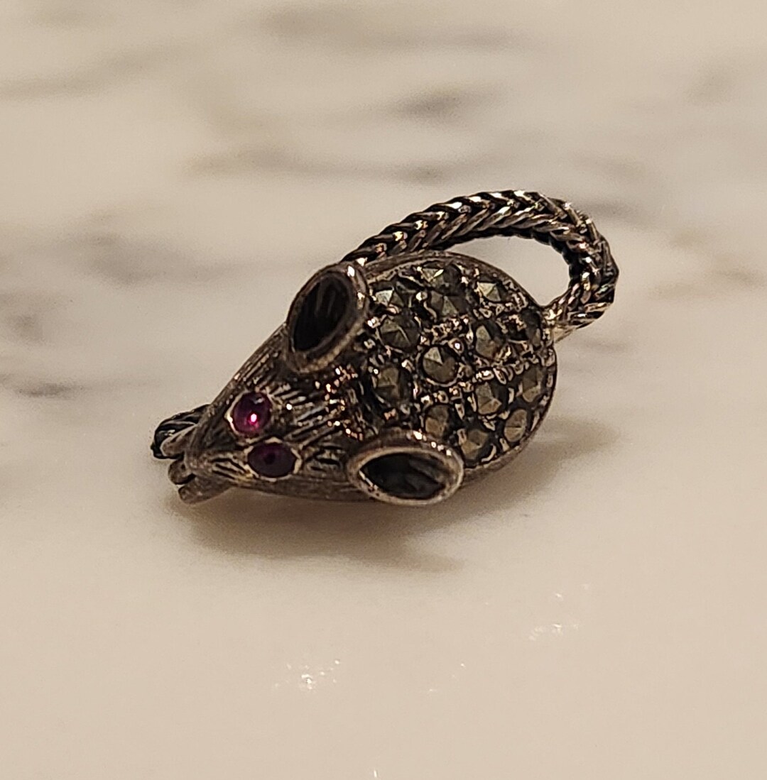 Rare Vintage Marcasite Silver Mouse Brooch - Etsy