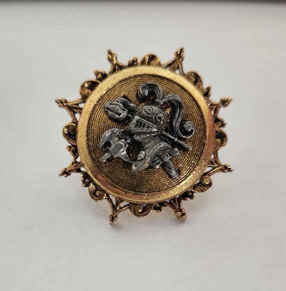 Vintage Heraldic Knight Crest Ring by Arthur Pepper - Gem