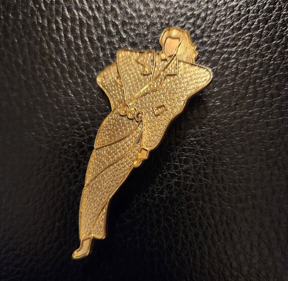 Elegant Gold Tone Lady Pin Brooch - Gem
