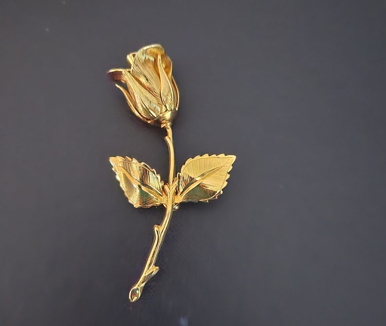 Vintage Giovanni Gold Tone Rose Brooch Signed - Etsy