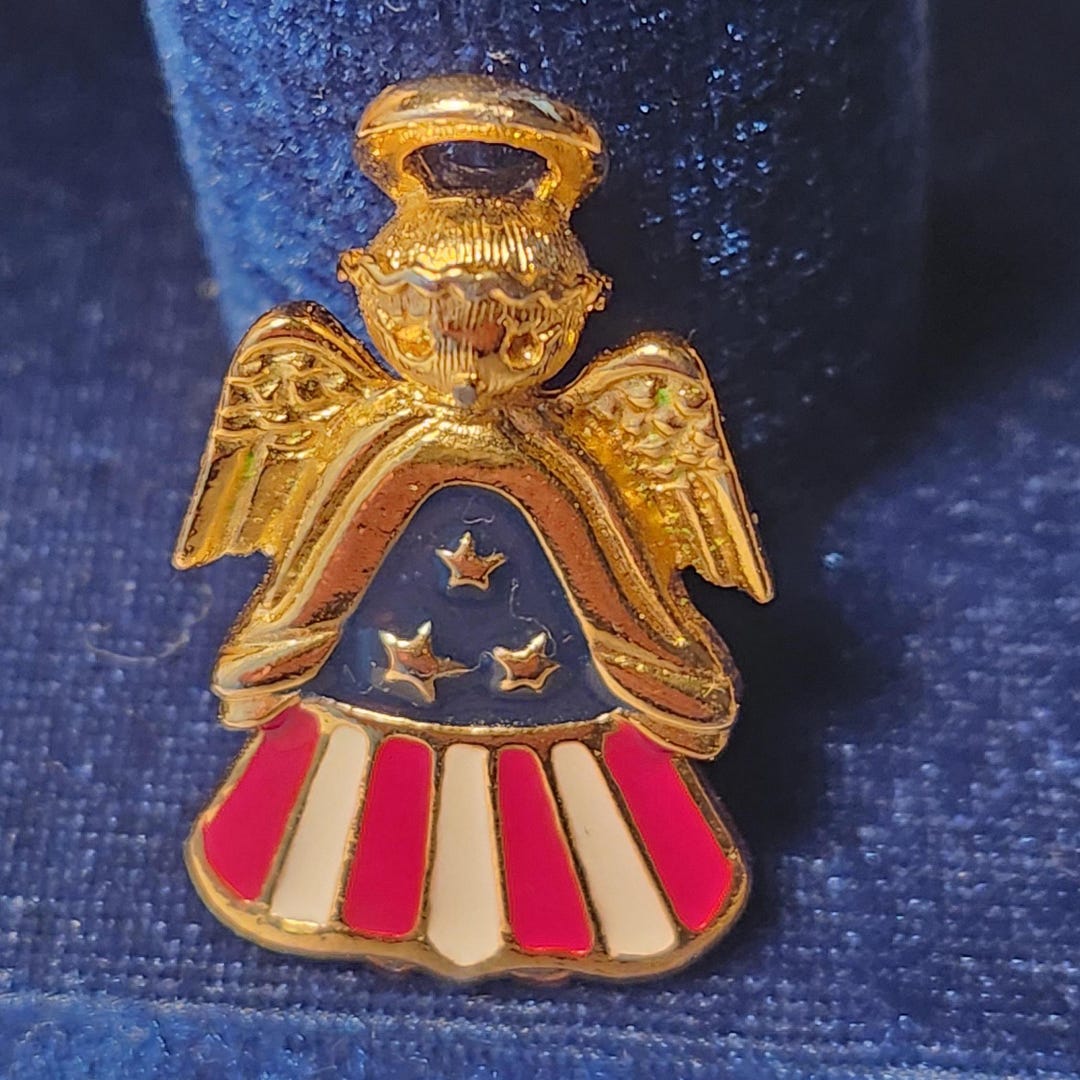Vintage Luca Razza Gold Tone Enamel Patriotic Angel Brooch - Etsy