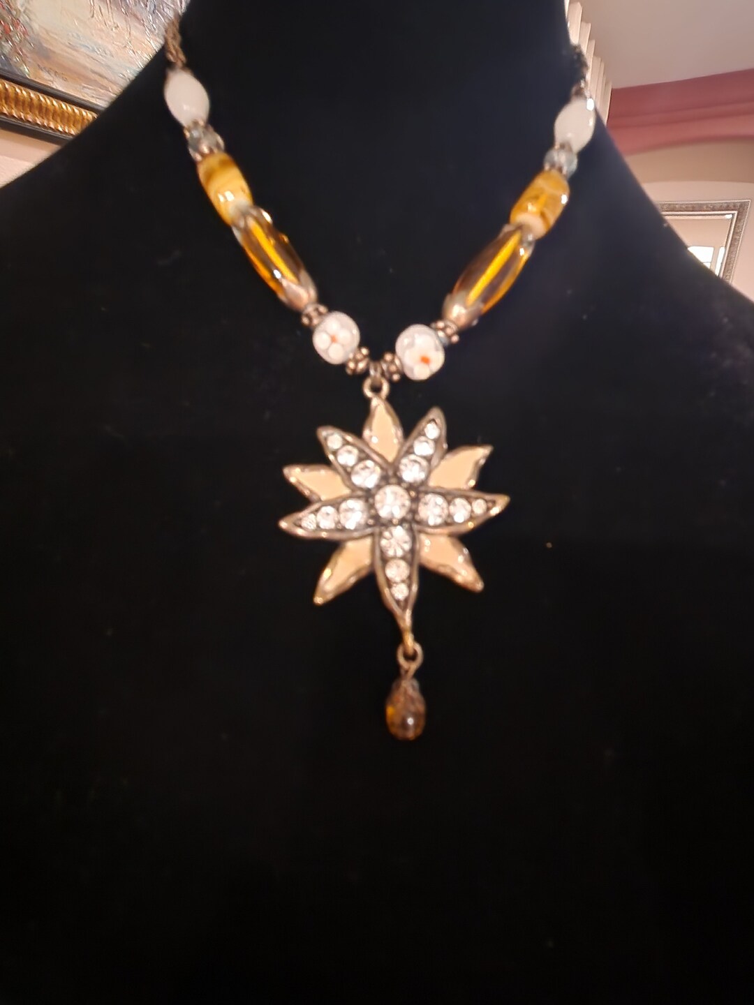H. Dubin Vintage Enamel Rhinestone Star Pendant Necklace - Etsy