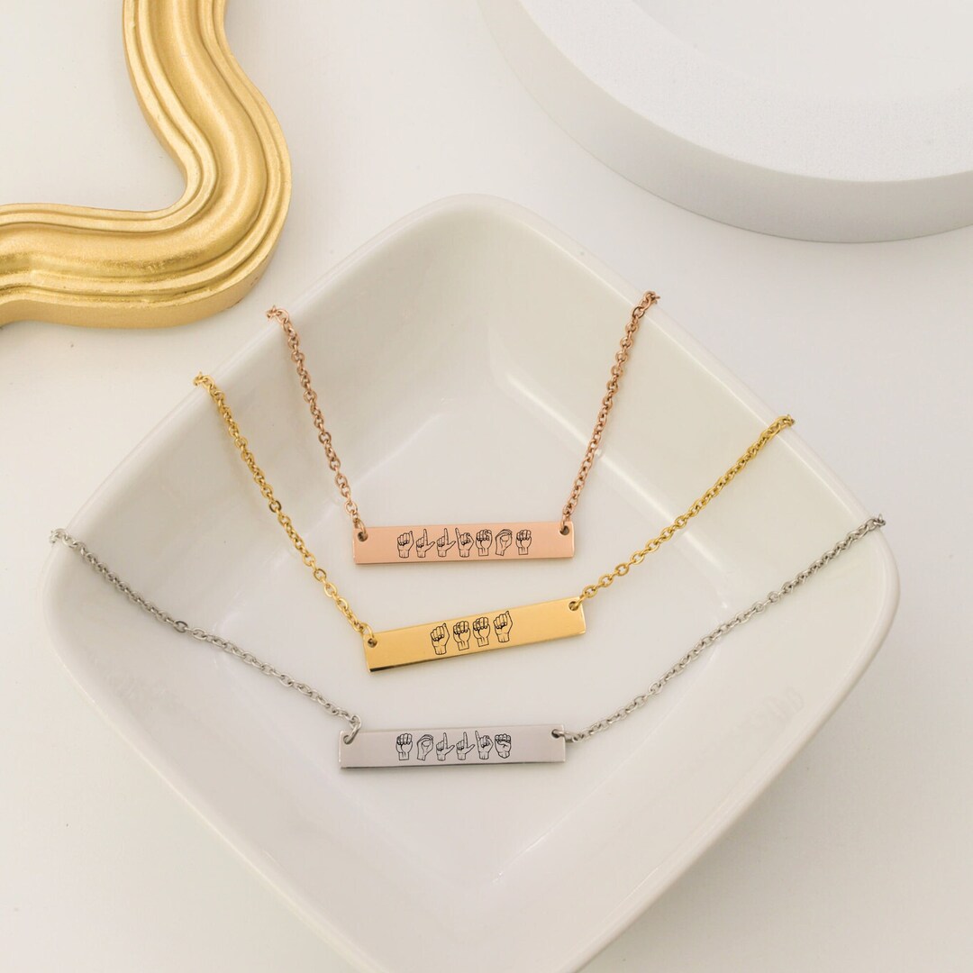 Sign Language Necklace, Personalized Name Necklace in Sign Language ...
