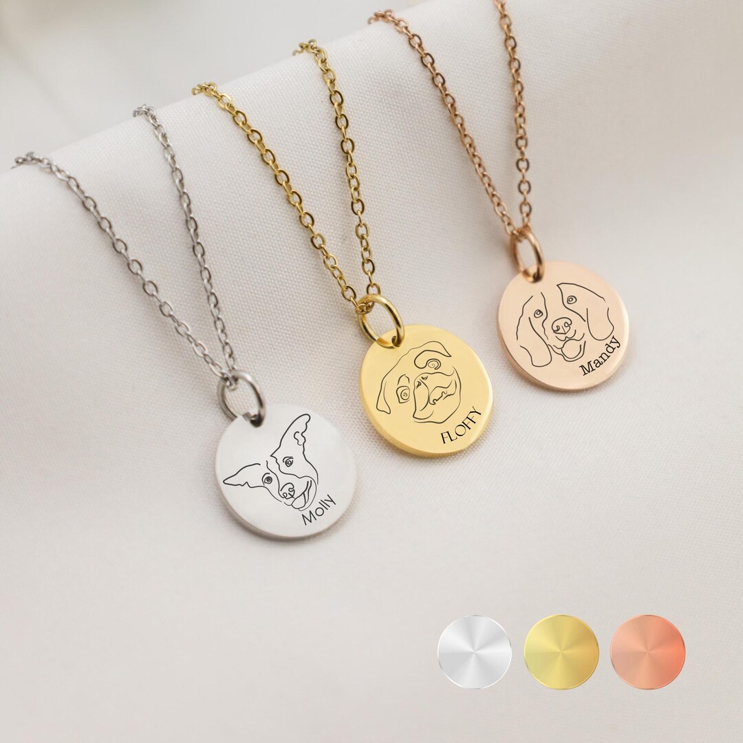 Custom Pet Line Art Necklace, Dog Picture Jewelry, Personalized Dog ...