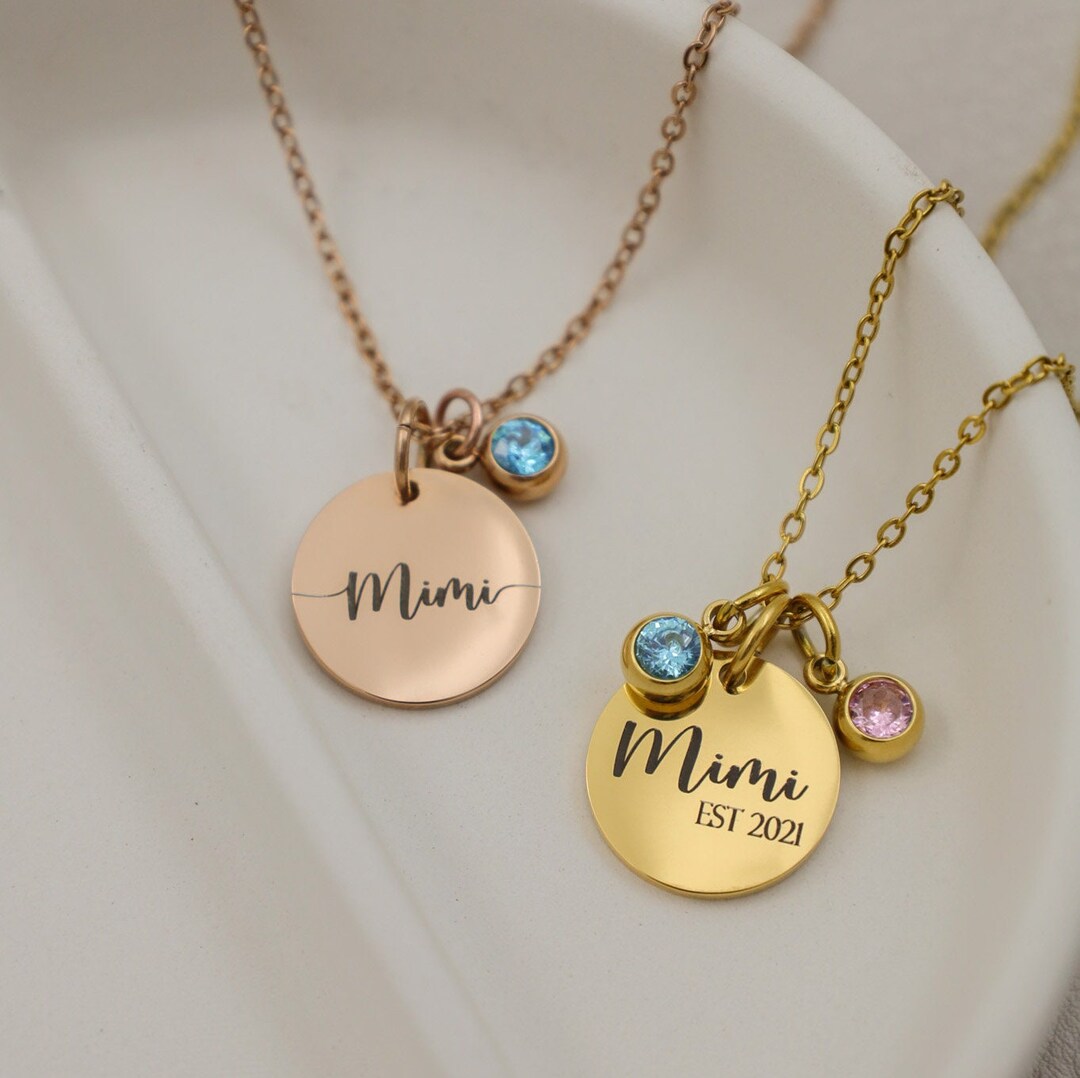 Personalized Mimi Necklace, Grandma Jewelry, Mimi Jewelry, Birthstone ...
