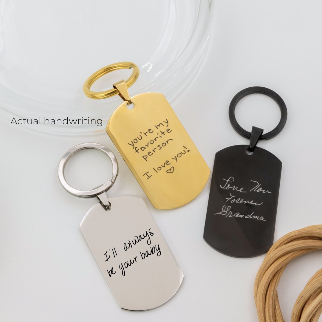 Actual Handwriting Keychain Custom Signature Keychain for Him, Fathers ...