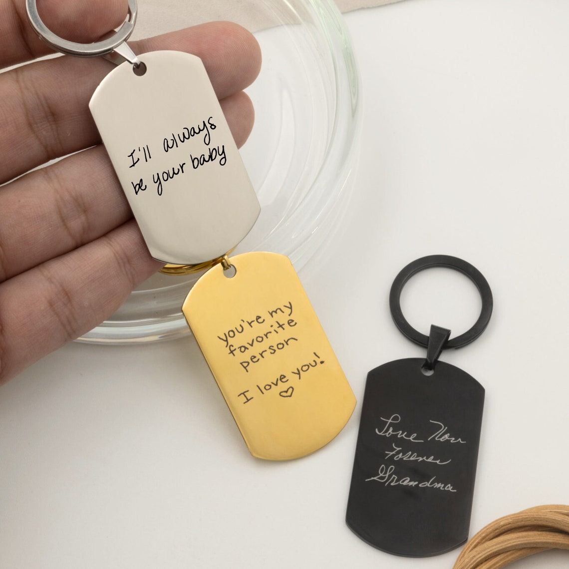 Actual Handwriting Keychain Custom Signature Keychain for Him, Fathers ...