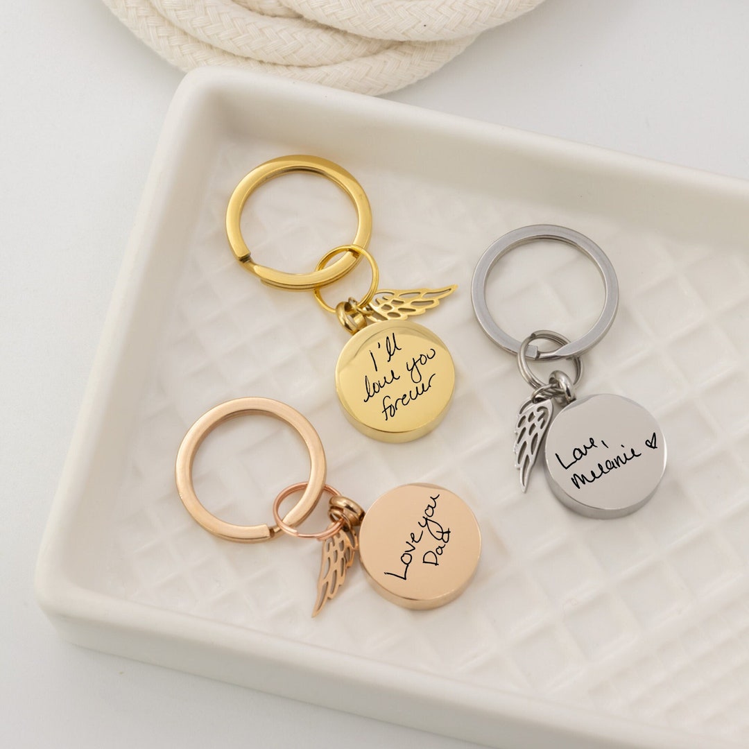 Custom Handwriting Urn Keychain for Ashes Cremation Jewelry for Her ...