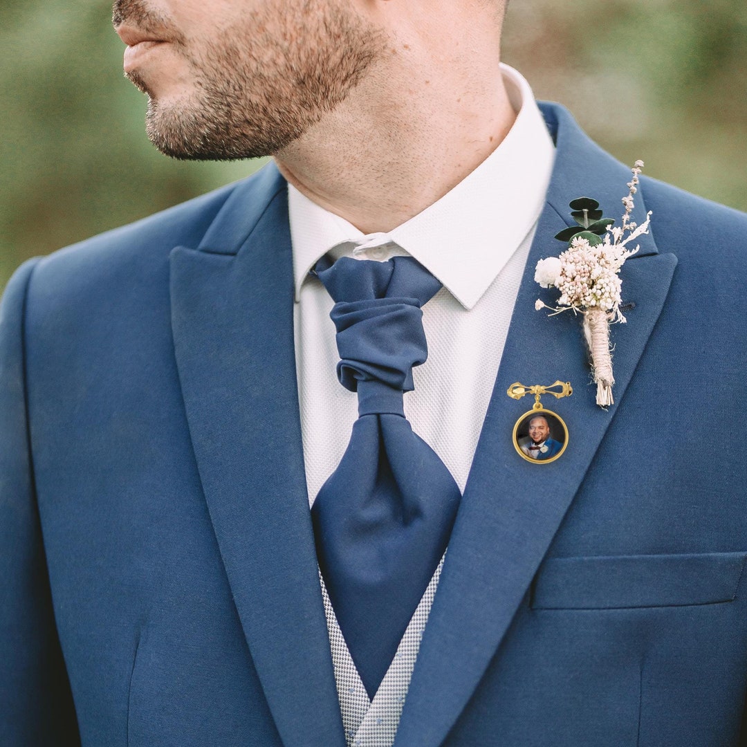 Custom Photo Pin for Groom, Wedding Photo Charm, Memorial Photo Pin ...