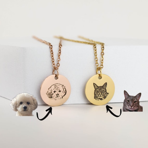 Custom Pet Portrait Necklace Dog Necklace Pet Jewelry Pet Necklace Pet Memorial Personalized Jewelry Pet Portrait Pet Photo Necklace Etsy