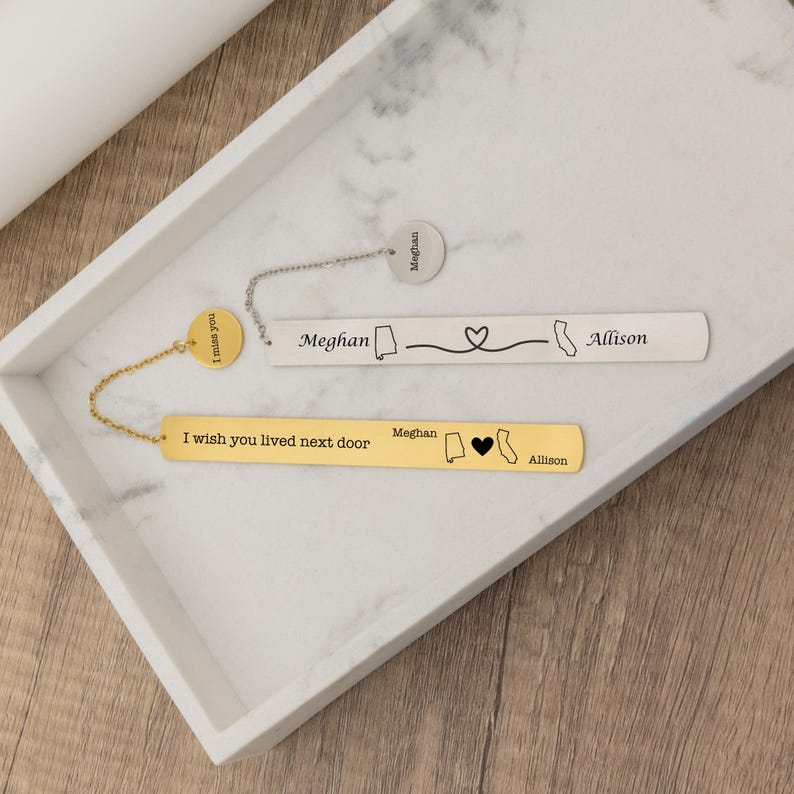 I Wish You Lived Next Door Engraved Bookmark, Long Distance Gift for ...