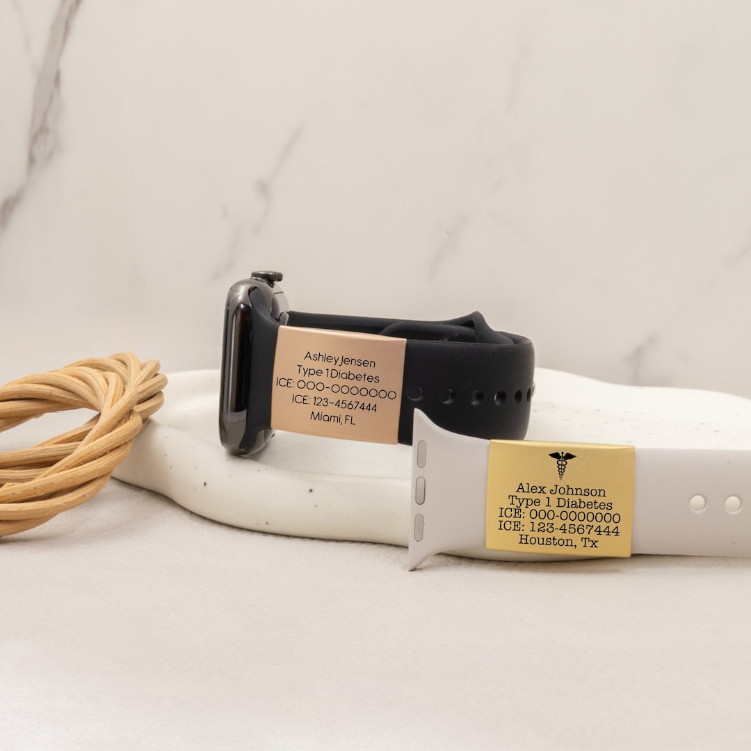 Custom Medical ID Tag for Watch Band, Alert Tag for Apple Watch Band ...