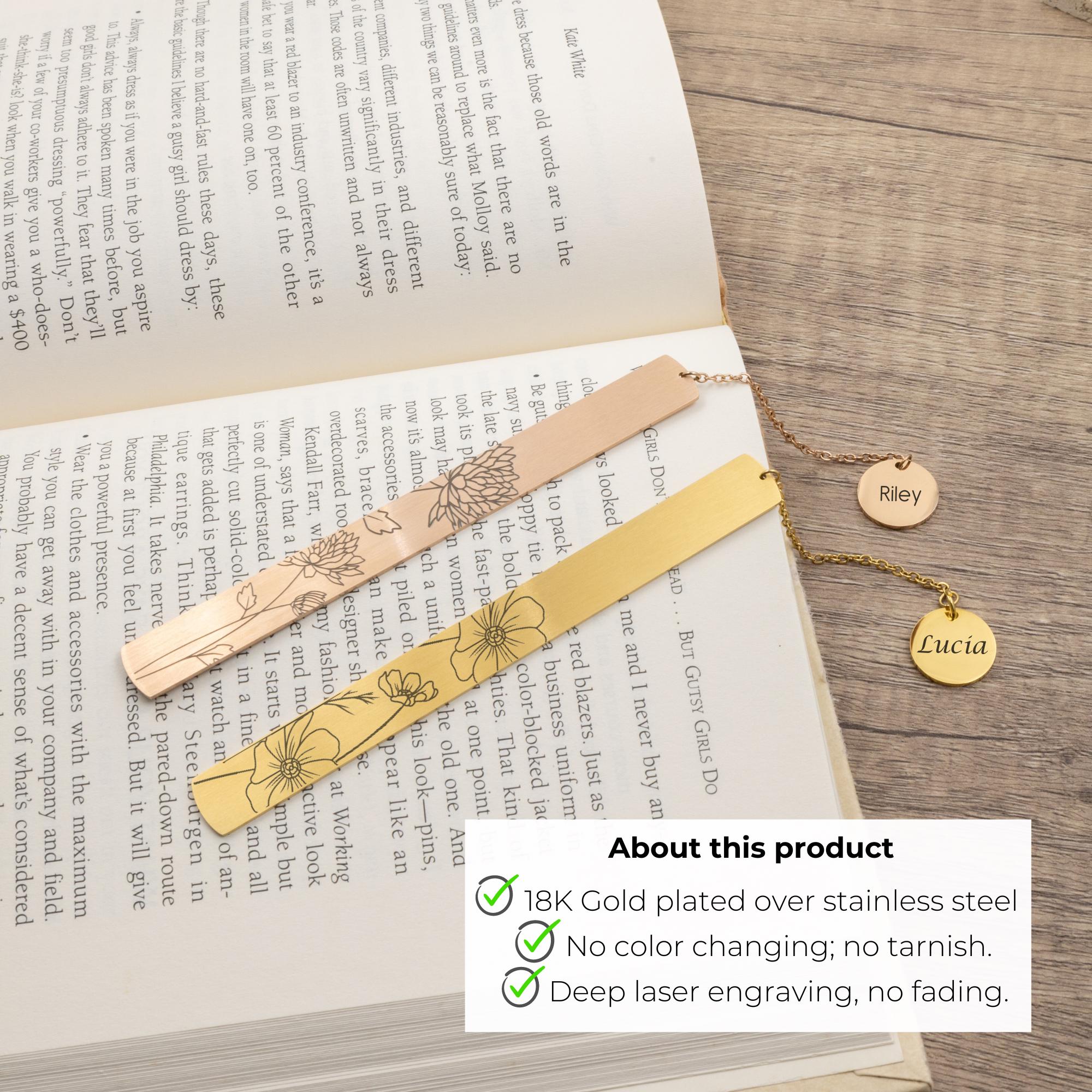 Personalized Birth Flower Bookmark, Custom Name Bookmark for Women ...