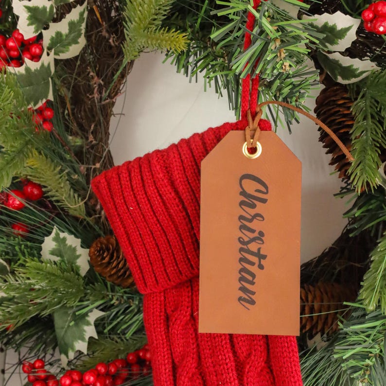Personalized Leather Stocking Tags With Name, Custom Leather Tag ...