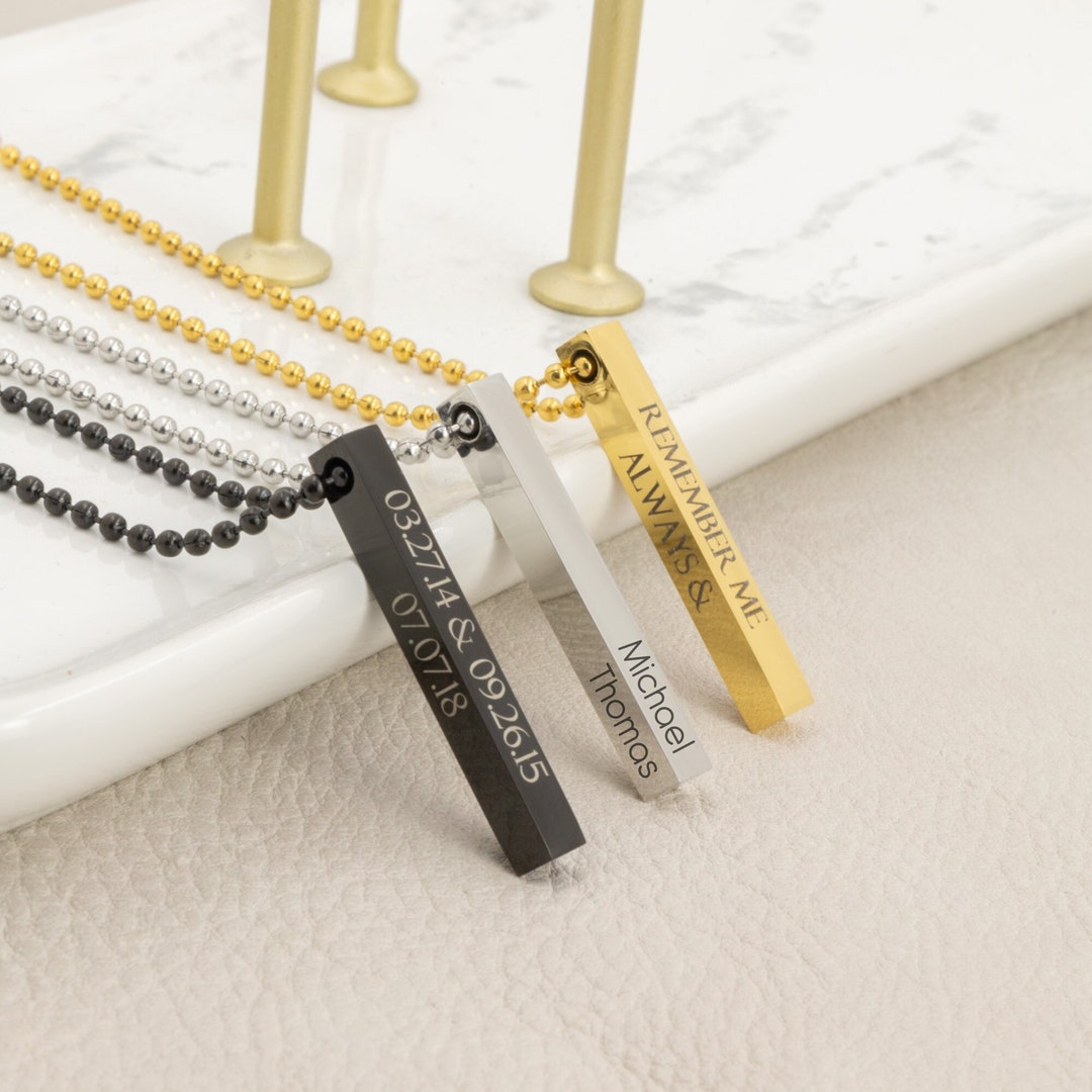 Personalized Bar Necklace for Men, Name Necklace for Men, Anniversary ...