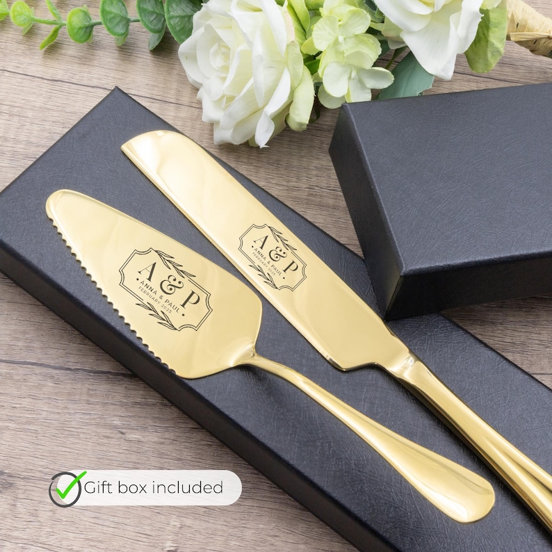 Personalized Wedding Cake Cutter Set Engraved, Cake Serving Set, Custom ...