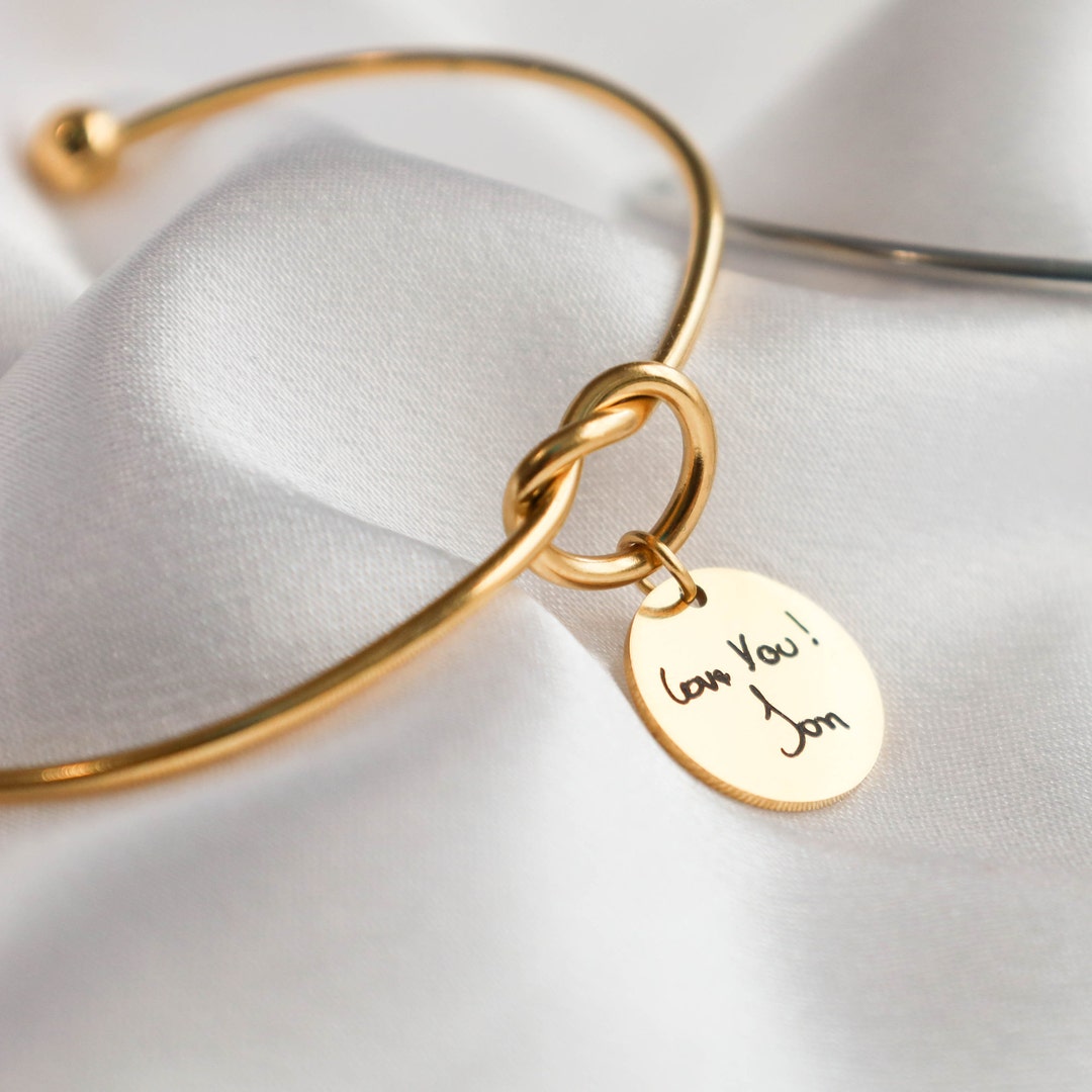 Handwriting Knot Bracelet, Personalized Bangle Bracelet, Custom ...