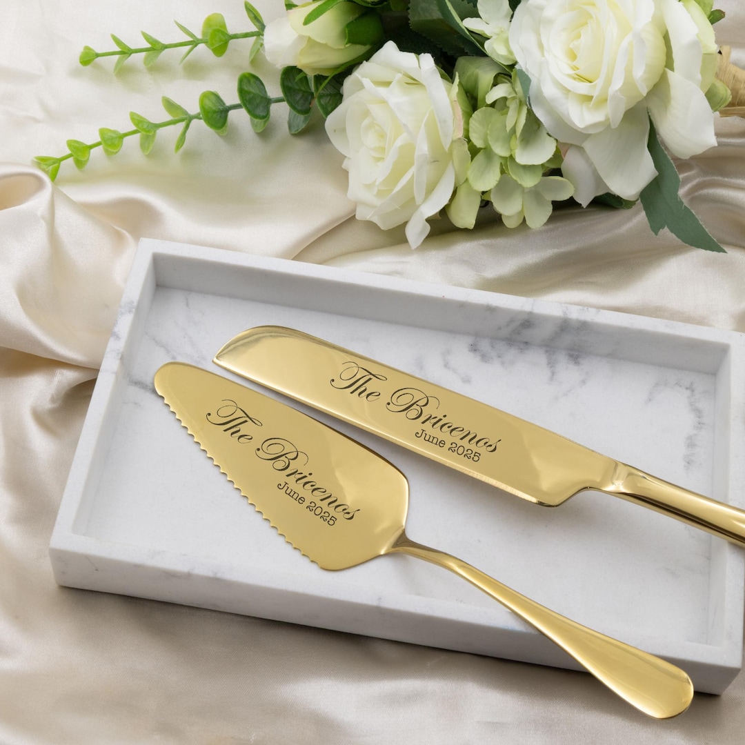 Personalized Wedding Cake Cutter Set Engraved, Cake Serving Set, Custom ...