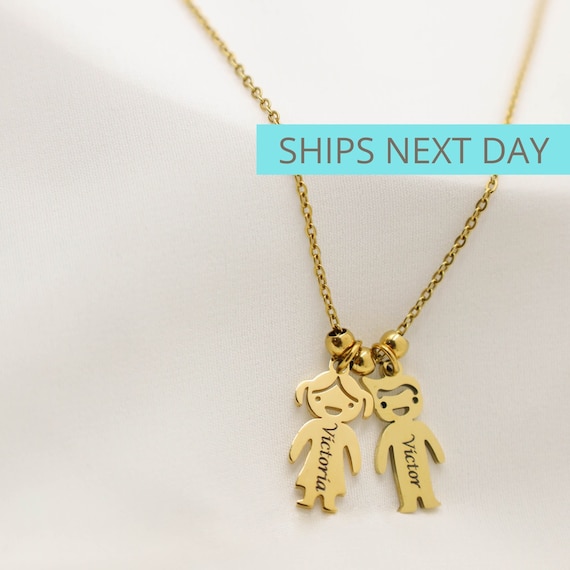 Necklace With Kids Name Boy Necklace for Mom Kids Name - Etsy