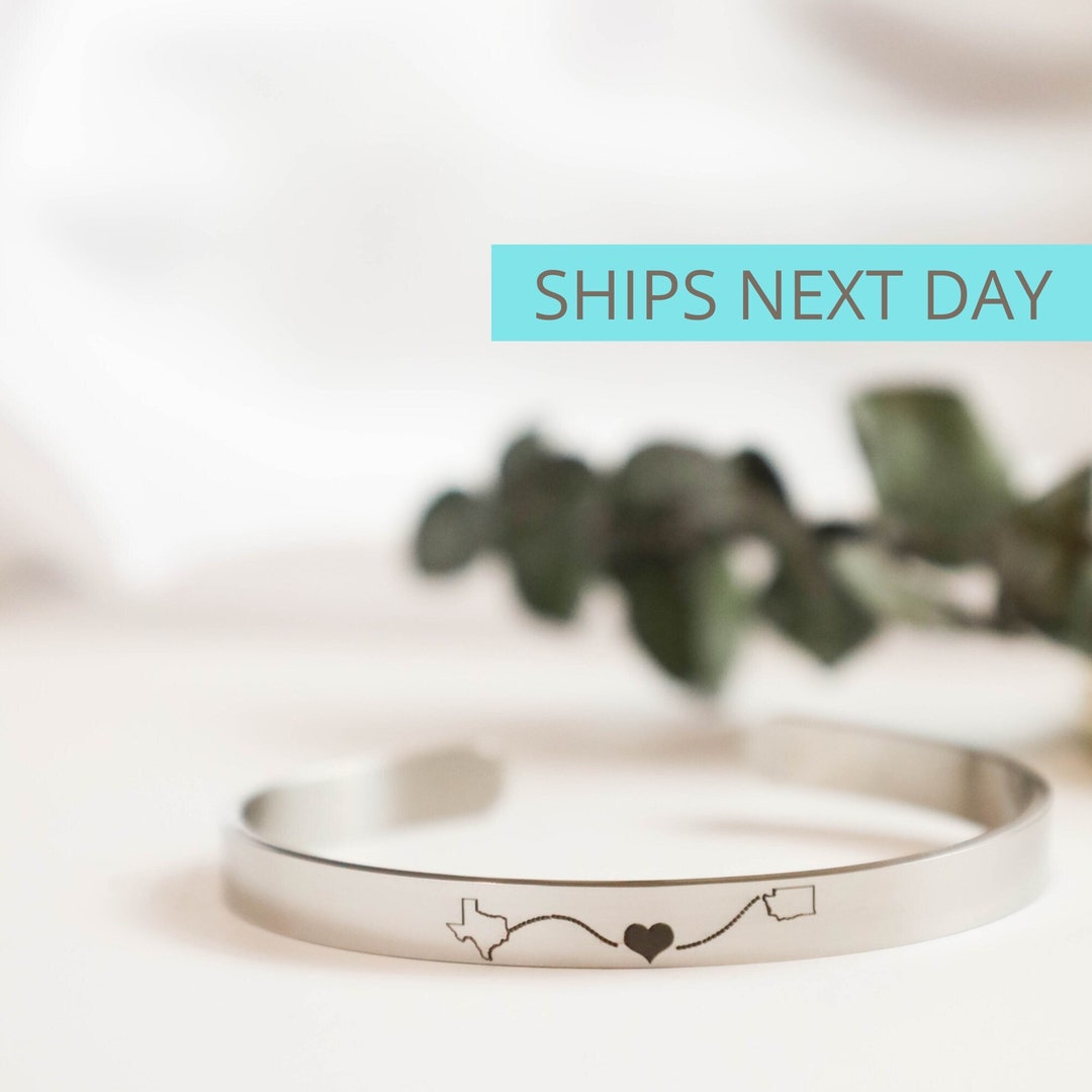 Long Distance Bracelet, Two States Bracelet, Custom Graduation Bracelet ...