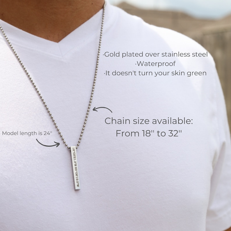 Personalized Bar Necklace for Men Name Necklace for Men - Etsy