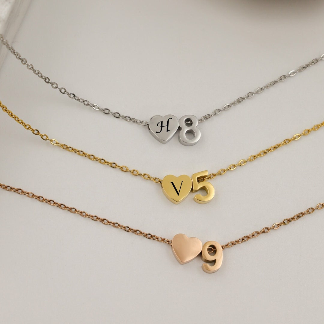 Personalized Birthday Girl Necklace With Initial and Age, Children's ...