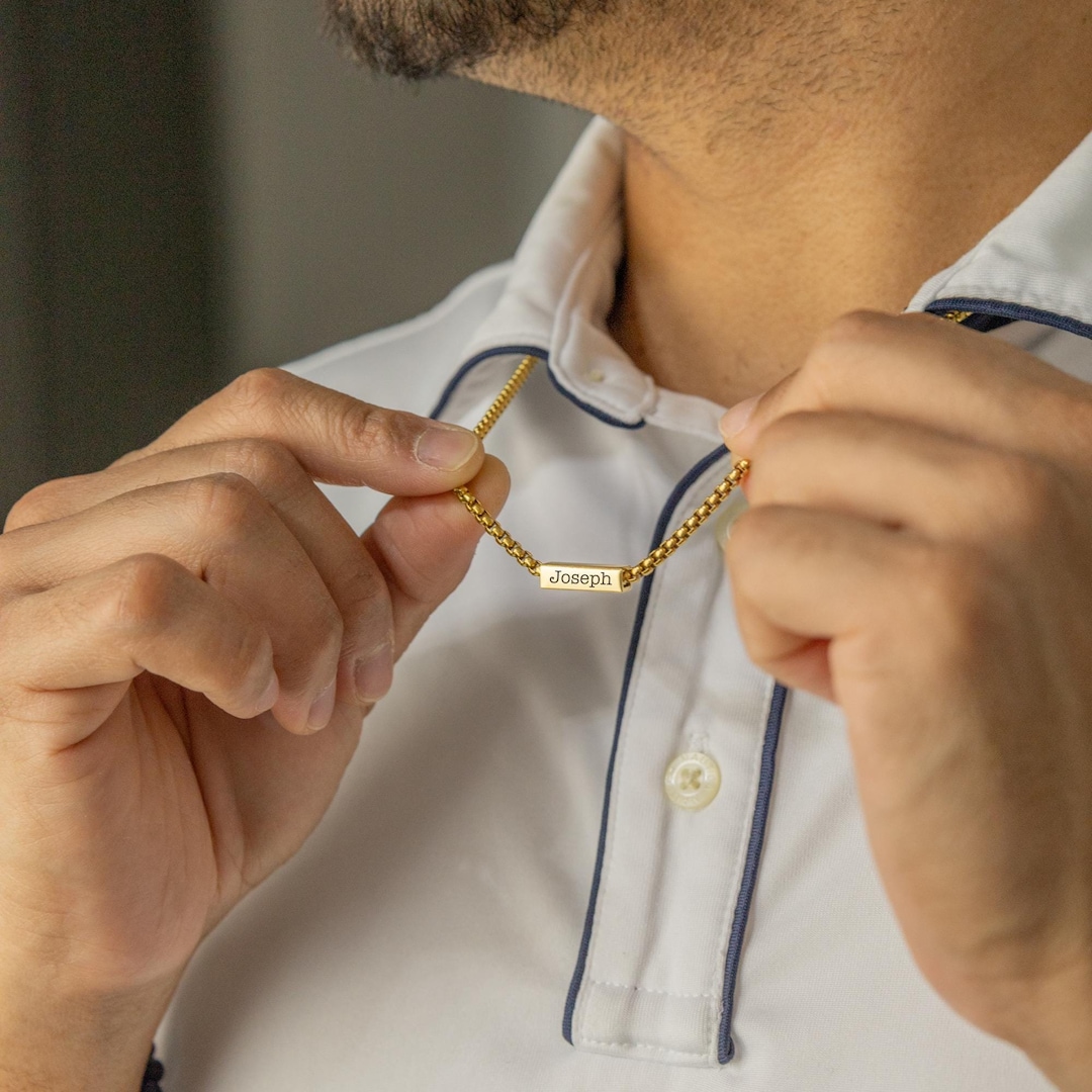 Custom Engraved Necklace for Men, Jewelry for Men, Fathers Day Gift ...