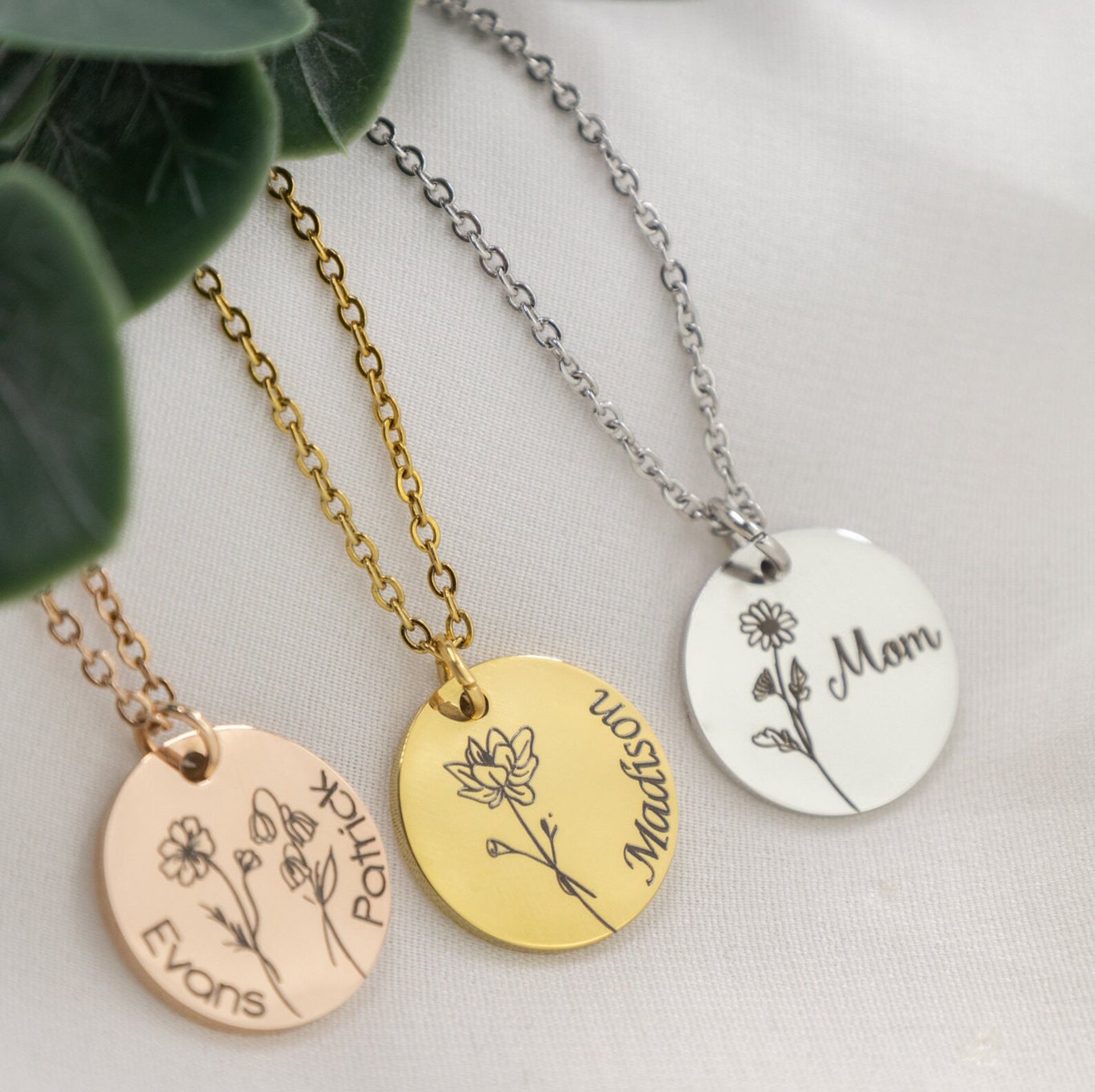 Custom Flower Name Necklace Birth Flower Necklace Poppy - Etsy