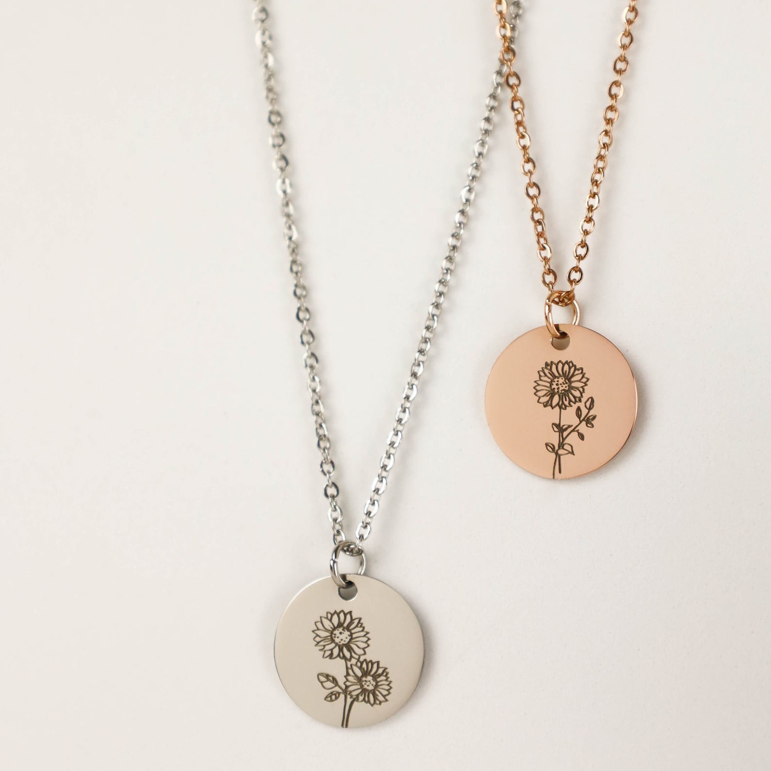 Personalized Sunflower Necklace Flower Necklace Sunflower - Etsy