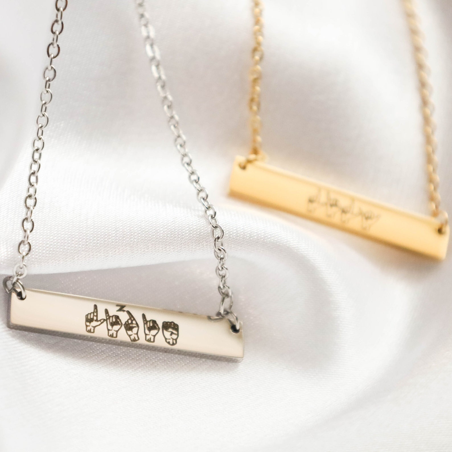 Sign Language Necklace Personalized Name Necklace in Sign | Etsy