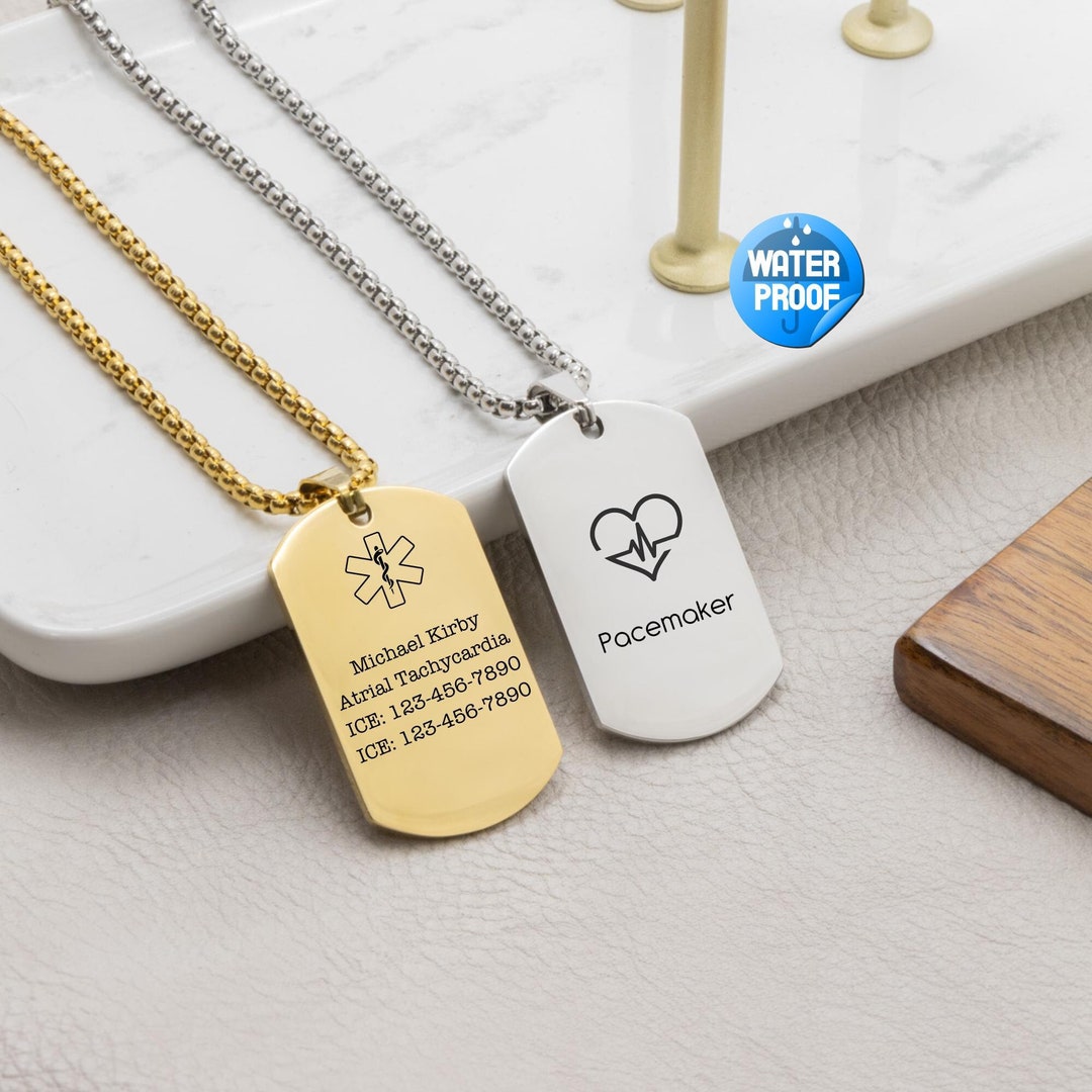 Custom Medical Alert ID Necklace, Medical Identification Jewelry ...