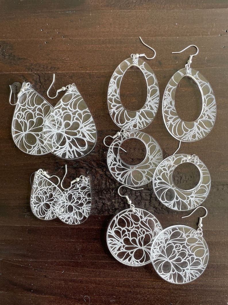 Floral Earring SVG File: Teardrop & Hoop Earring Bundle (digital ...