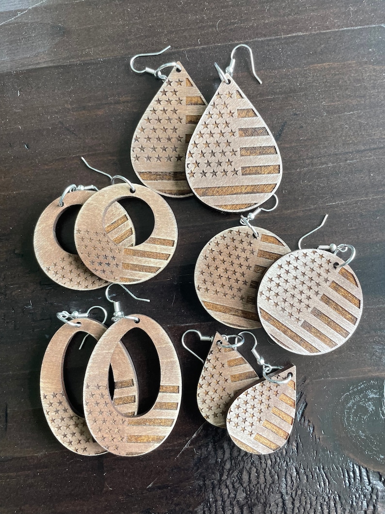 US Flag Earring File SVG American Flag Svg Earring Bundle - Etsy