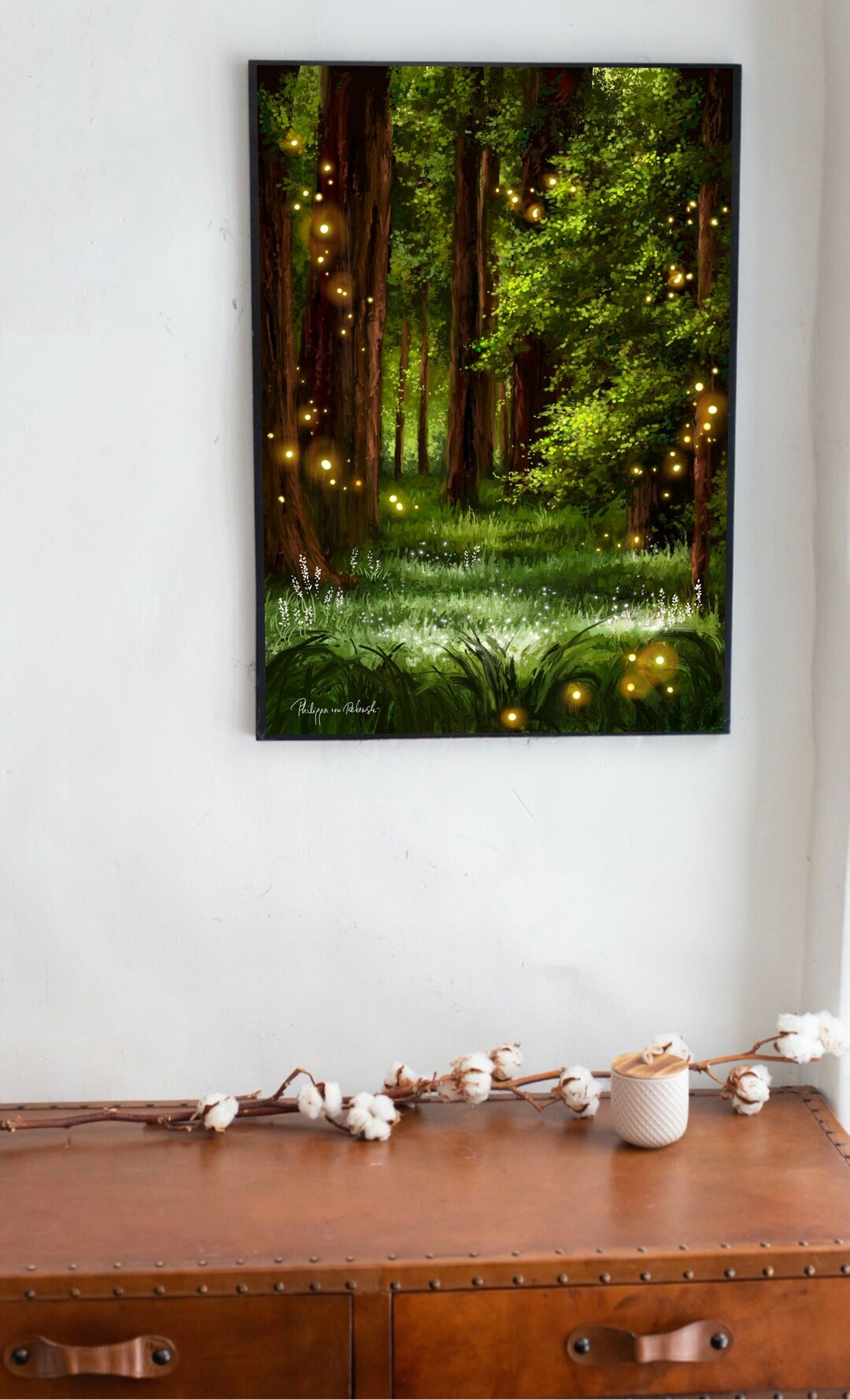 Original Forest Painting Art Print Redwood Tree Painting Emerald Green ...