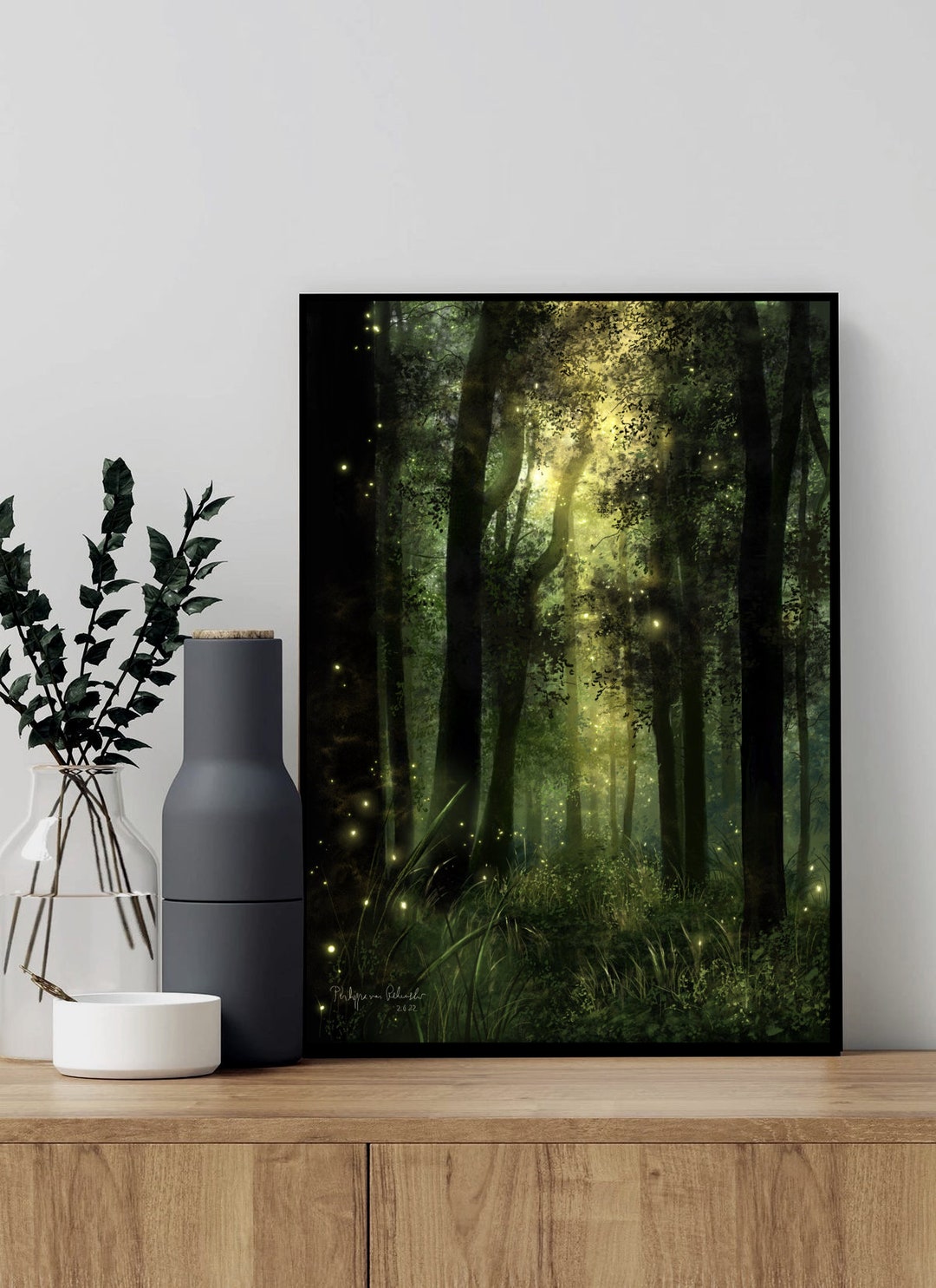 Dunkler Wald Gemälde Kunstdruck Grüntöne Zauberhafte Waldkunst ...