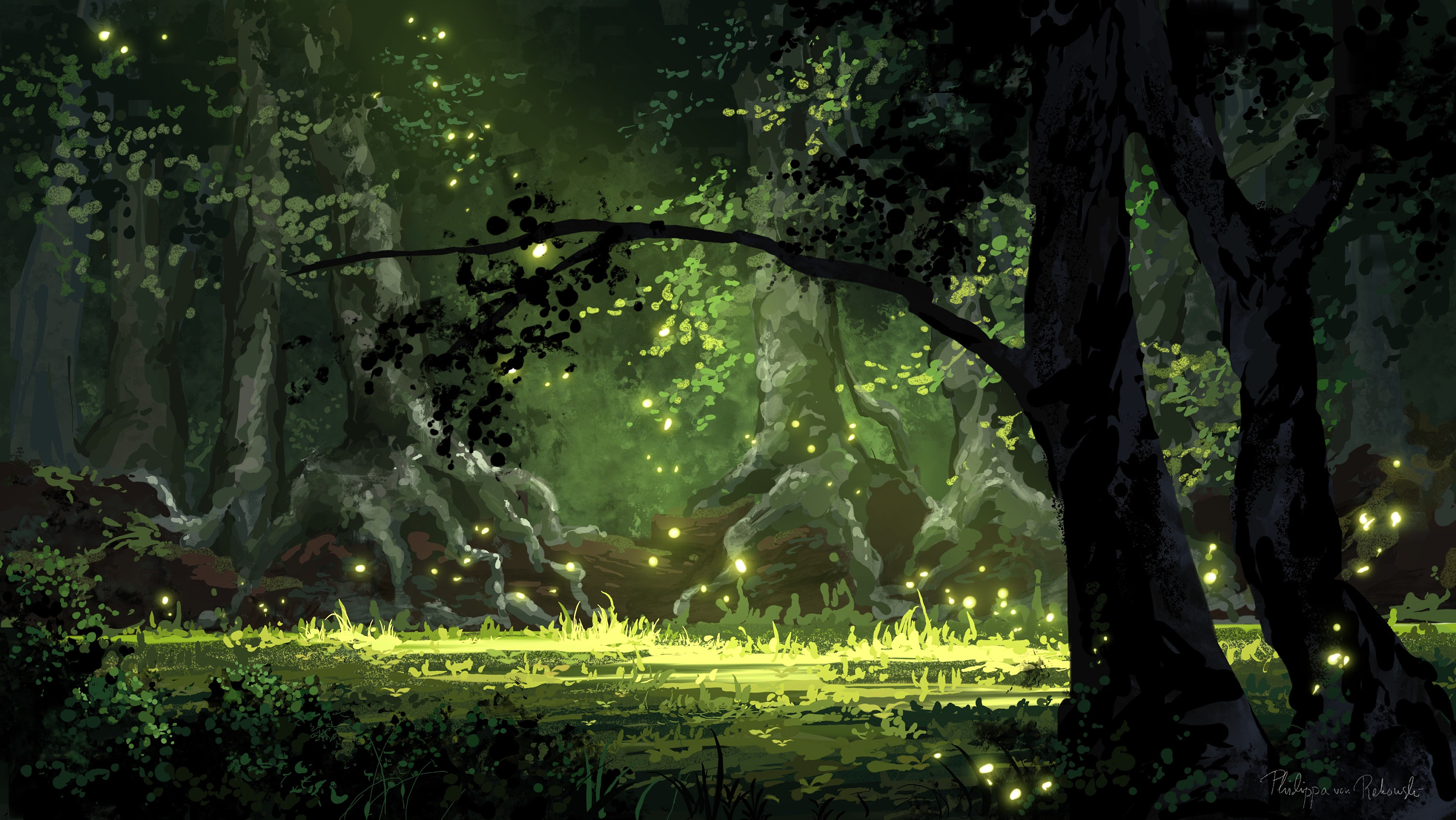 Dark Enchanted Forest Clearing Magical Forest Painting - Etsy UK