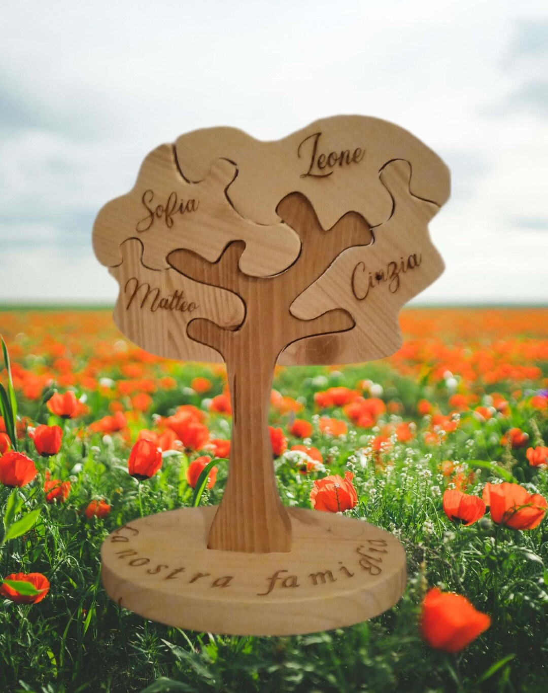 Family Tree, Wooden Puzzle With Engraved Names, 26 Cm Tall, 2 to 3 ...