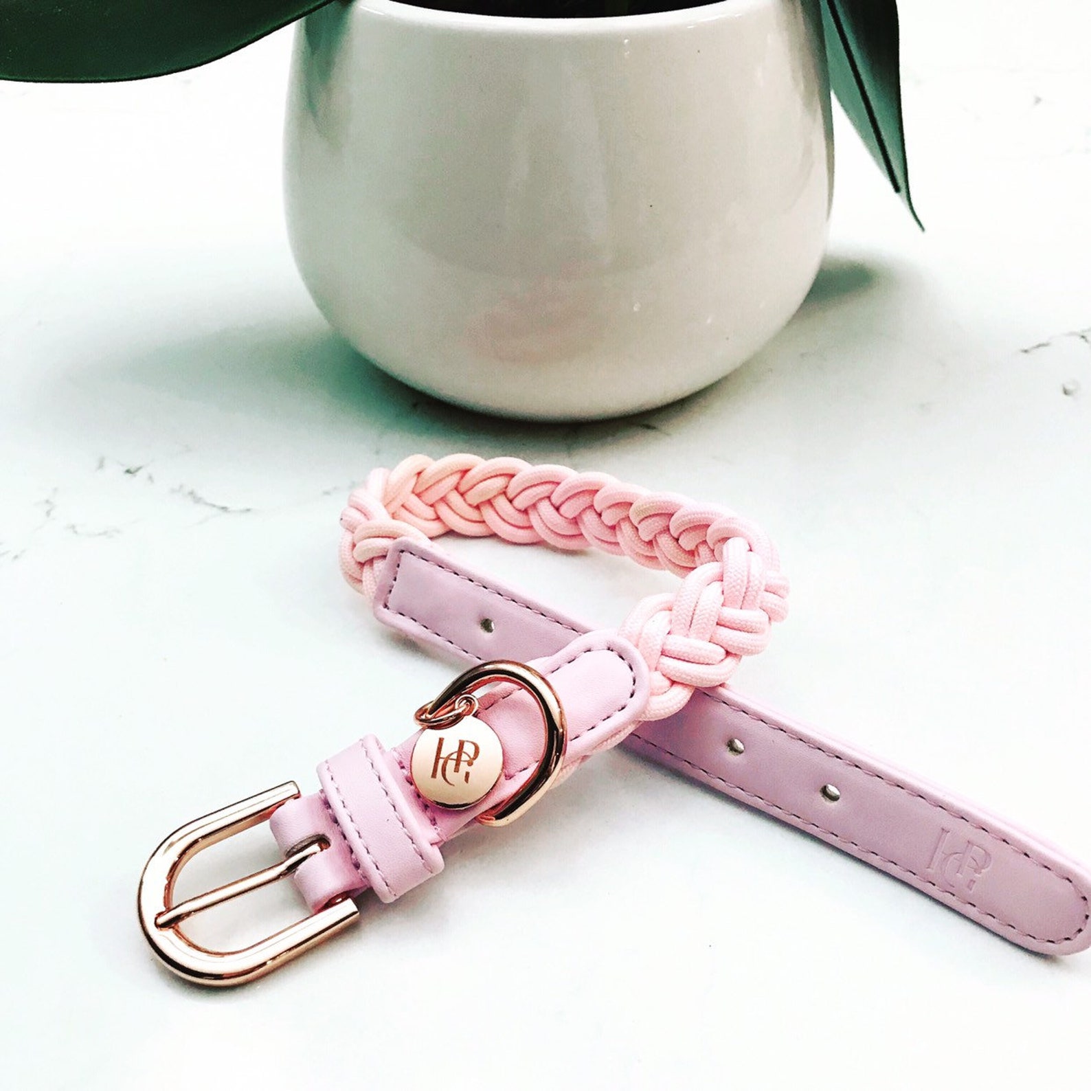 Dog Collar PINK Plaited | Etsy