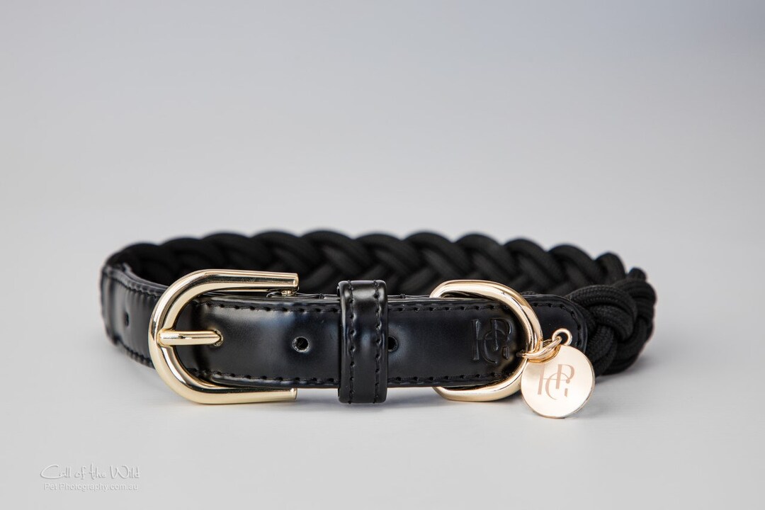 Pu Leather BLACK Plaited DOG COLLAR – Luxury Classy and Versatile ...