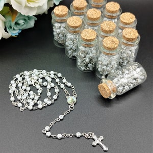 12pcs Rosary in Glass Bottle Beaded Necklace With Crucifix Cross Charm ...