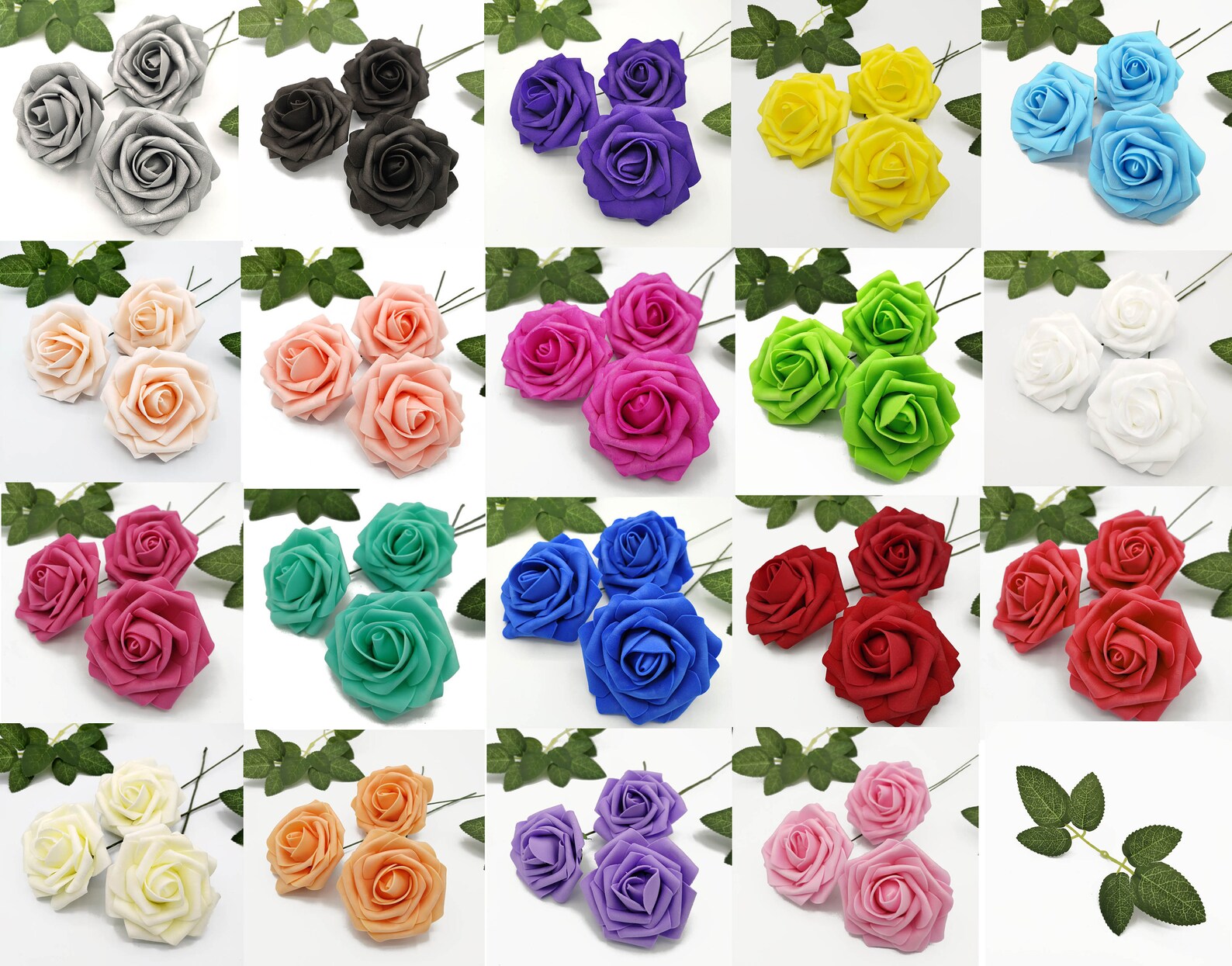 50pcs Artificial Foam Roses Wedding Bouquet Baby Shower Mother's Day ...