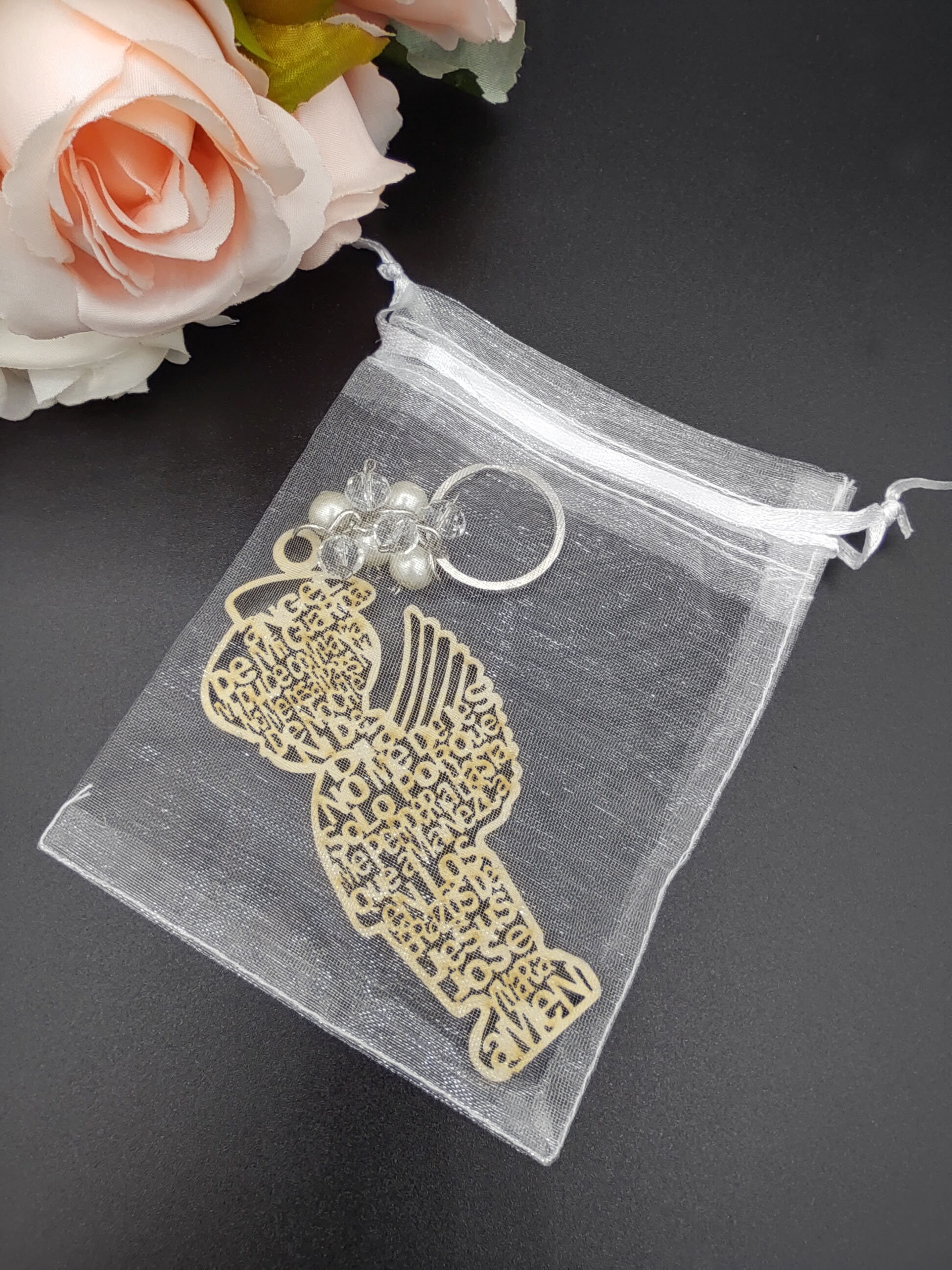 12pcs Wooden Keychain With Angel Frame and Letters - Etsy