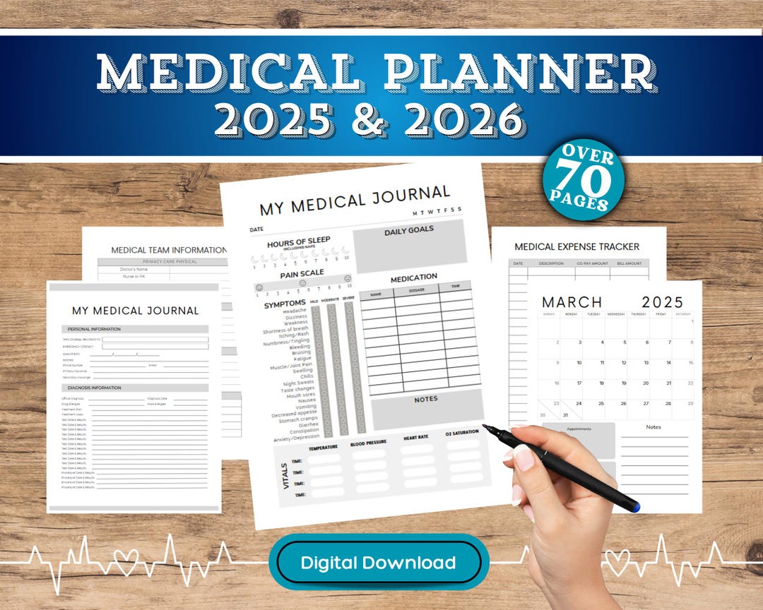 2025 Medical Planner Journal & Medical Logs, Printable Medical Journal ...