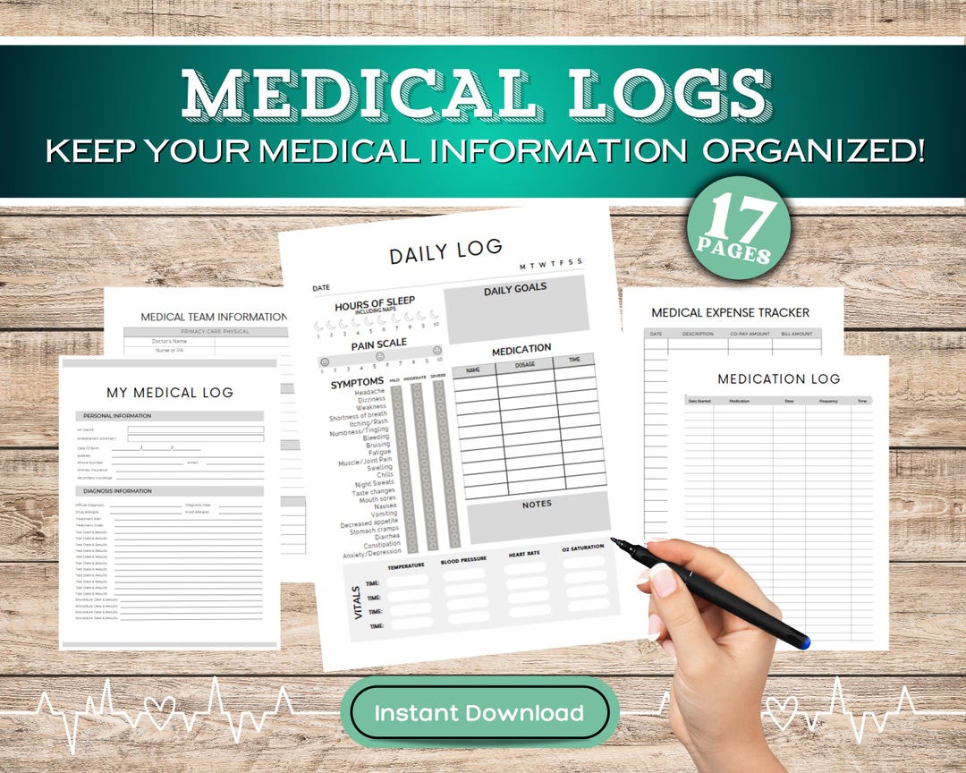 Medical Journal & Medical Logs, Printable Medical Logs for Illness or ...