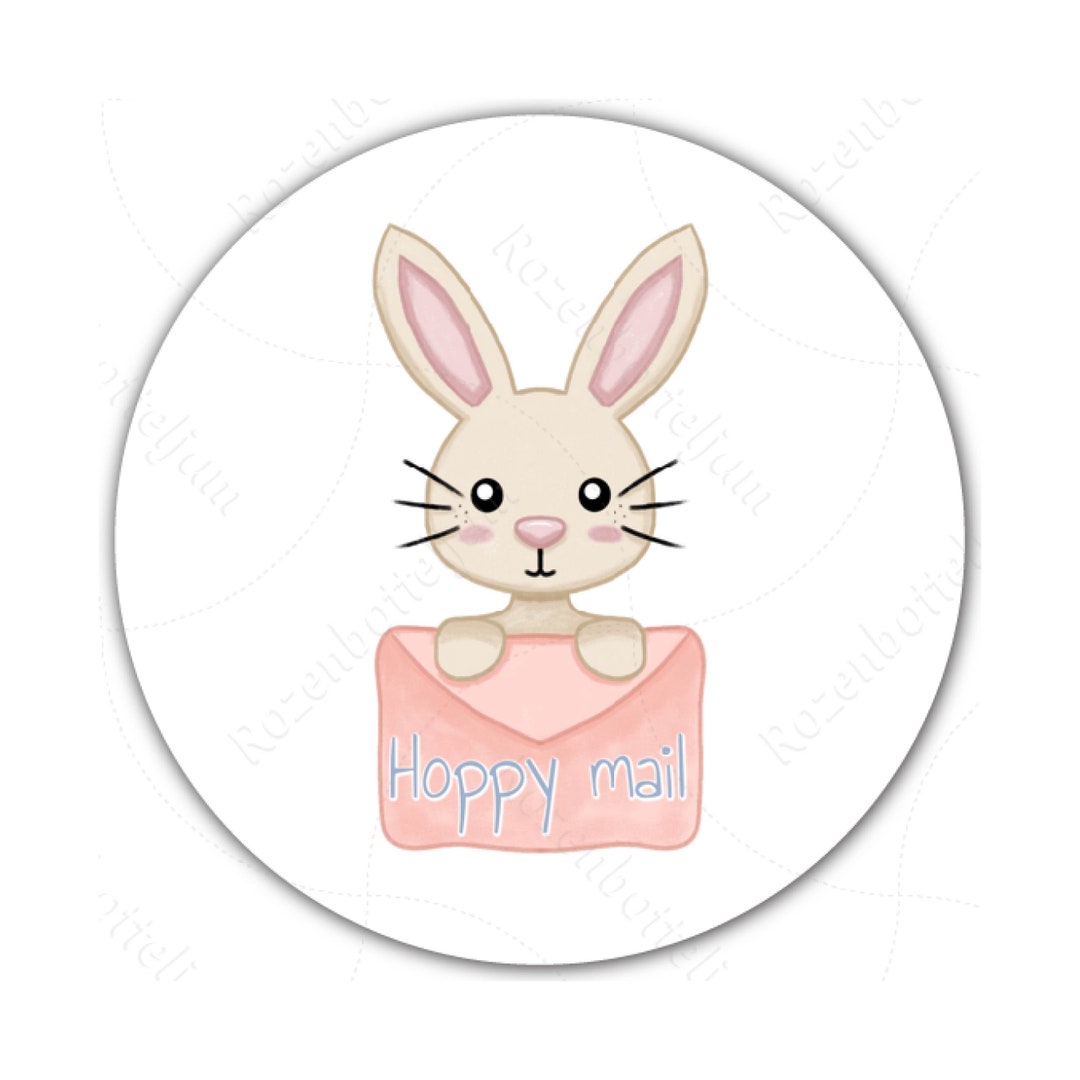 Round Stickers Bunny Hoppy Mail 6 Pieces 40mm Envelope Seals - Etsy