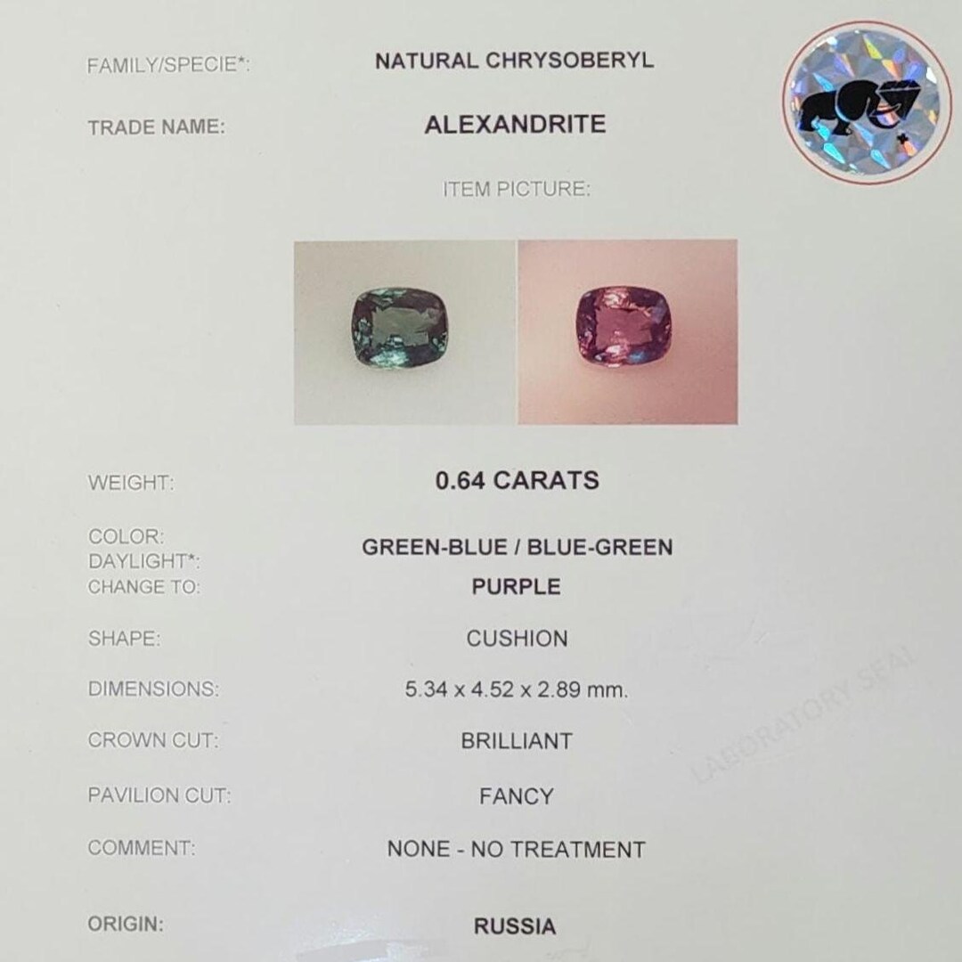 Certified Rare Alexandrite 0.64cts Color Change Loose Gemstone Natural ...