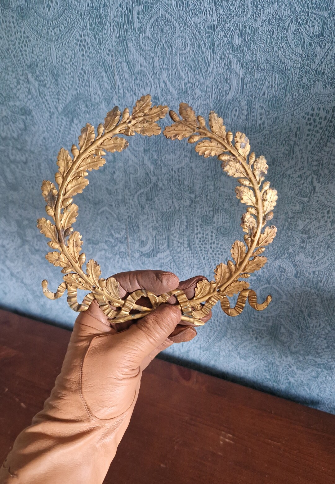Vintage, Solid Brass, Acorns, Oak Leaves, Ribbon, Wreath, Interior ...